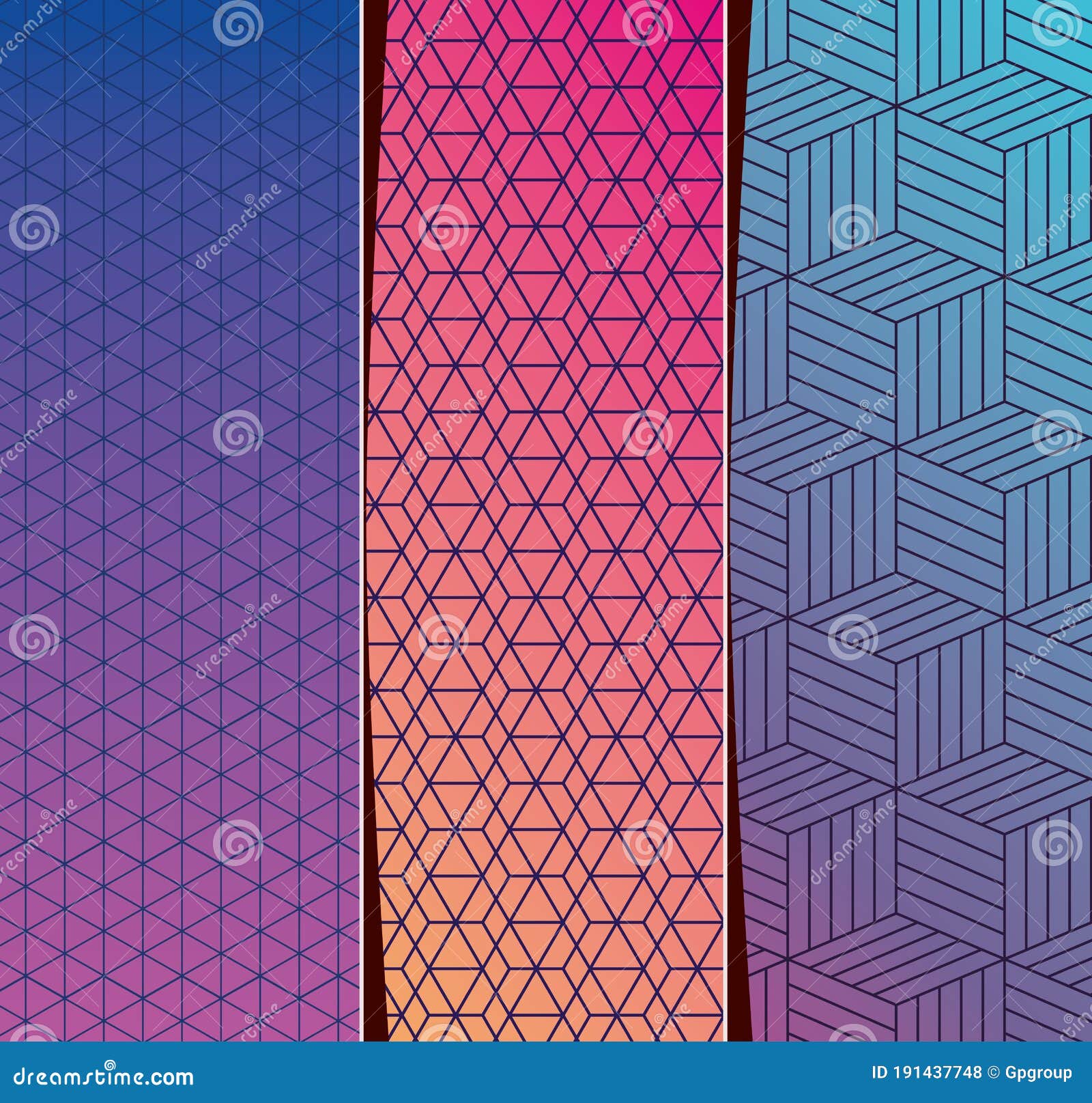 Blue Purple Pink Gradient and Pattern Backgrounds Frames Set Vector ...