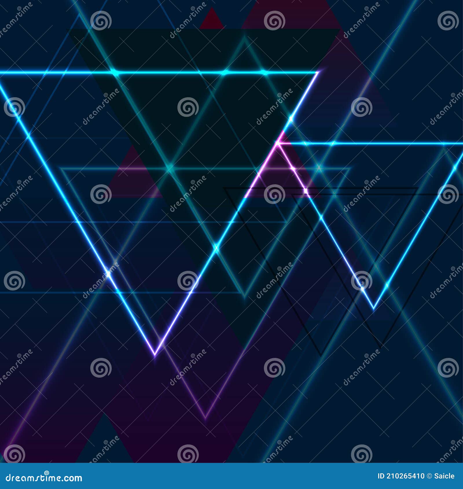 Blue Purple Retro Neon Laser Triangles Abstract Background Stock ...