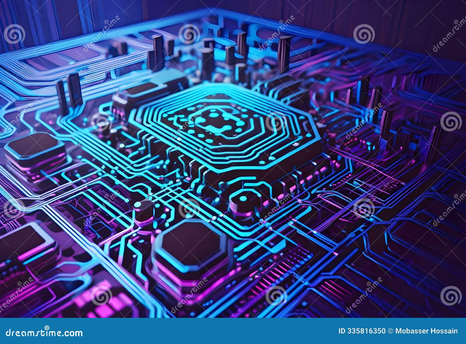 Purple Technology Horizontal Luminous Background. Gradient Pink Digital ...