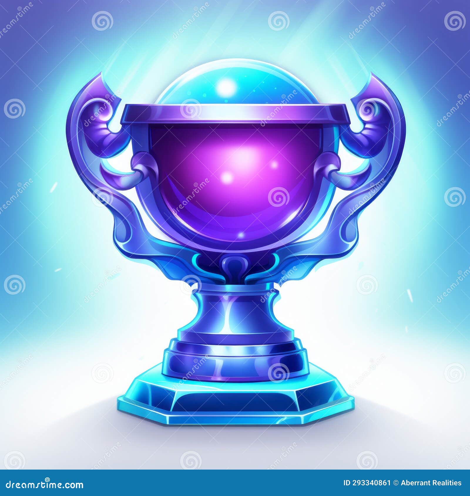 A Blue and Purple Trophy on a White Background Stock Illustration ...