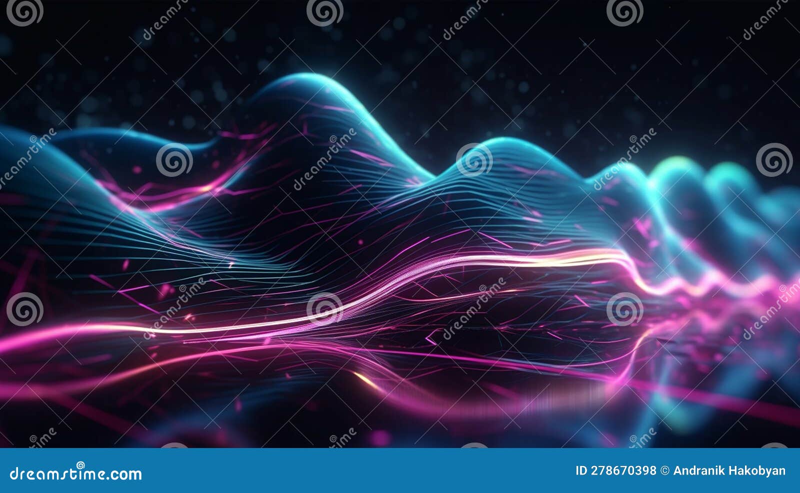 Blue Purple Wave Line Light Gradient Dark Background. Generative Ai ...