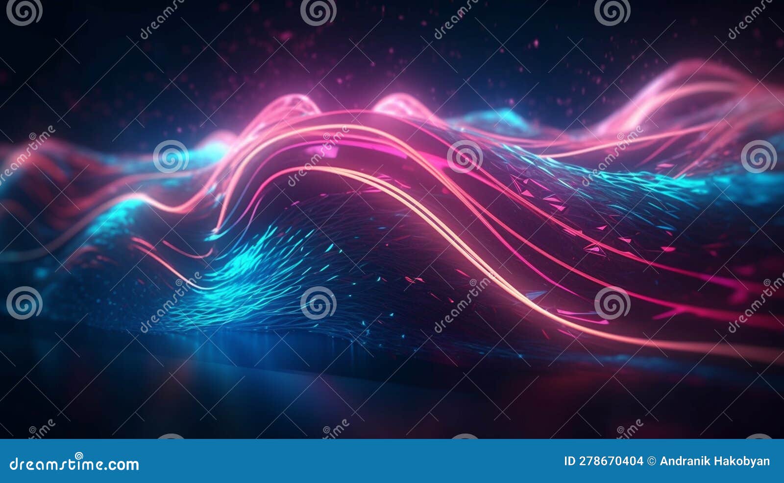 Blue Purple Wave Line Light Gradient Dark Background. Generative Ai ...