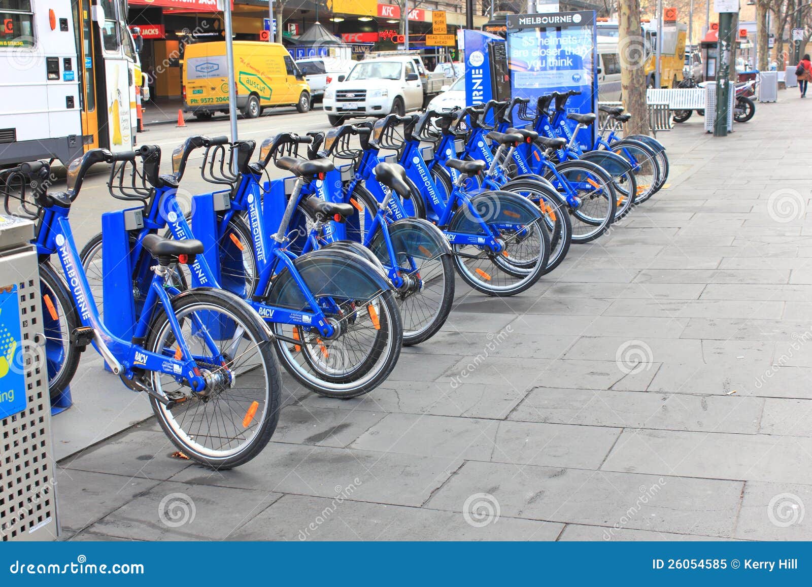 Blue push bikes editorial image. Image of cycle, melbourne - 26054585