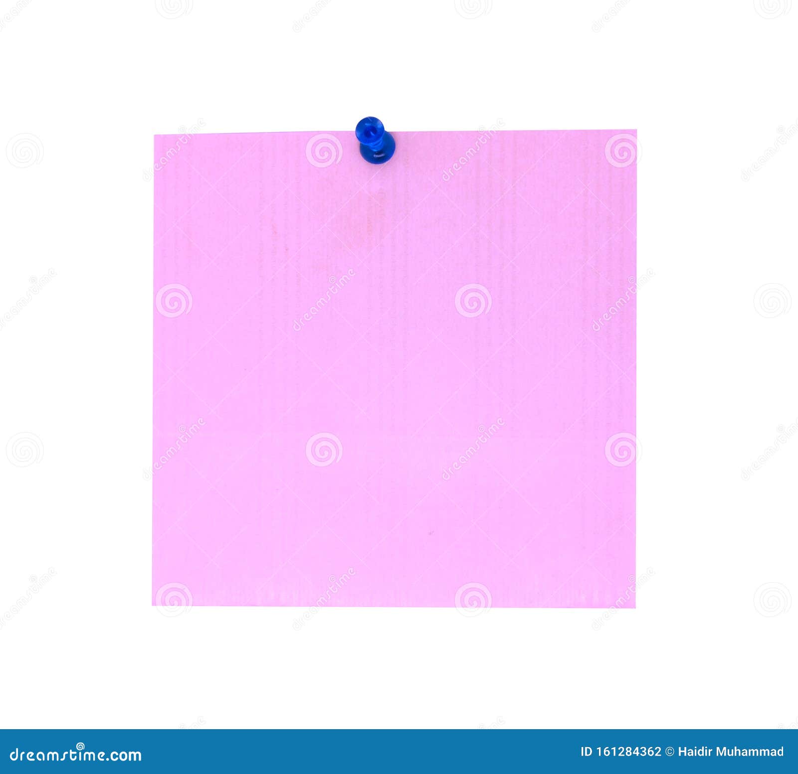 A Blue Push Pin with Blank Pink Notepaper. Pink Sheet for Your Message ...