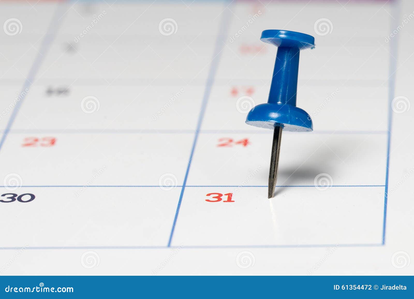 Blue Push Pin on Calendar stock photo. Image of paper - 61354472