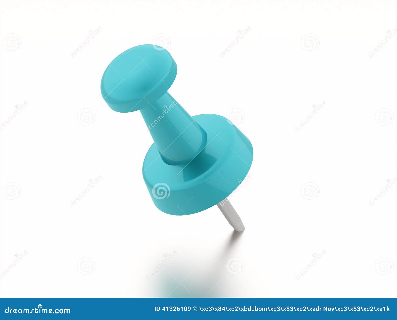 Blue Push Pin Rendered on White Stock Illustration - Illustration of ...