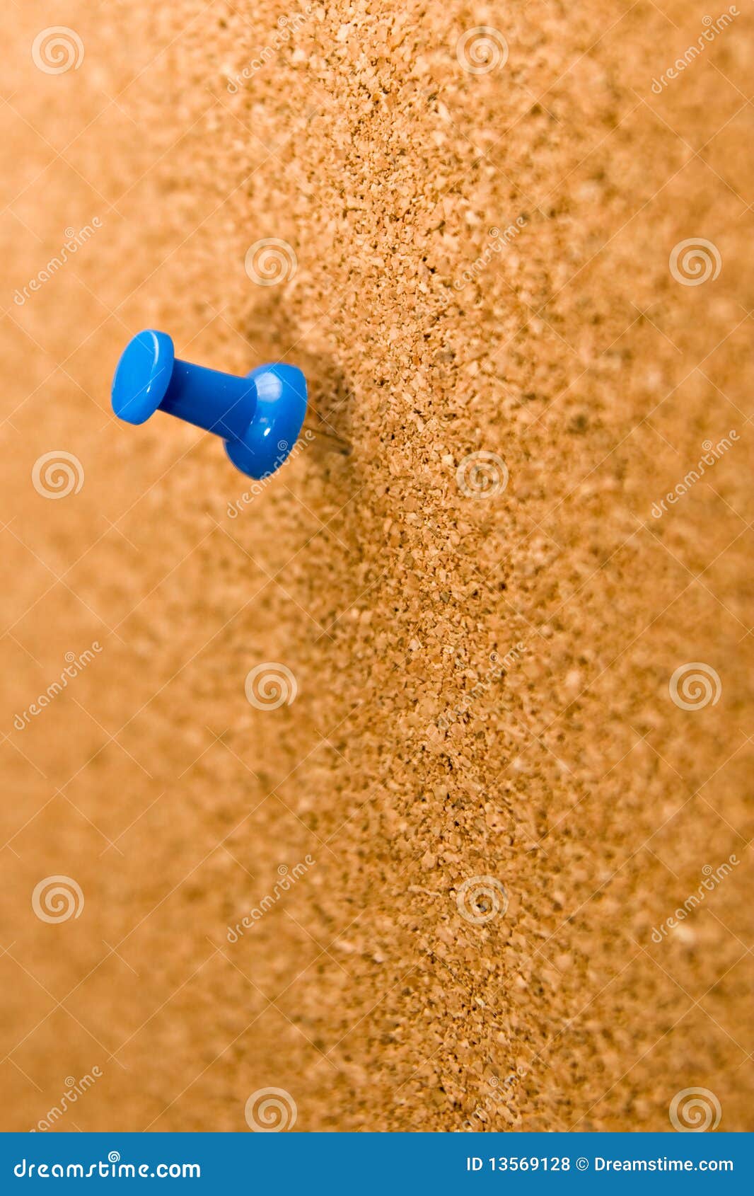 Blue Push Pin Stuck into a Cork Board Stock Photo - Image of supplies ...