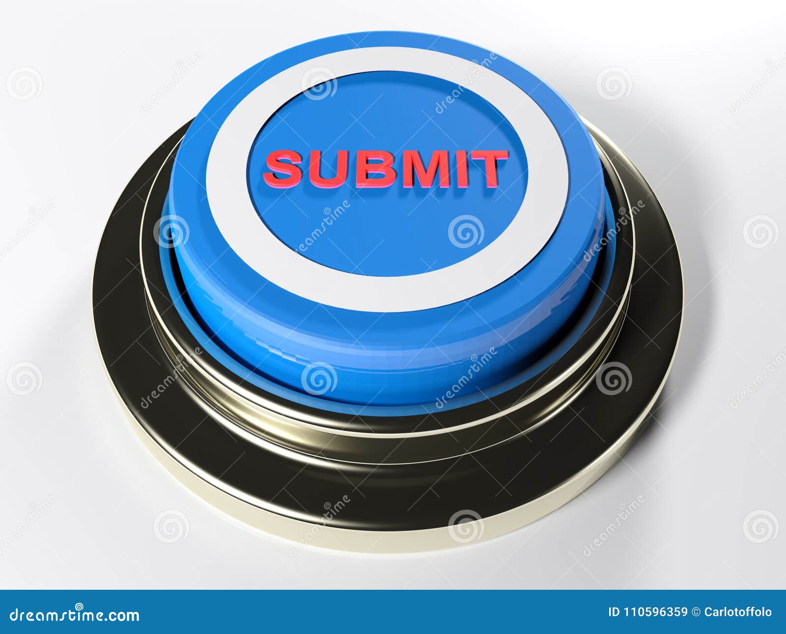 Blue Pushbutton for Submission - 3D Rendering Stock Illustration ...