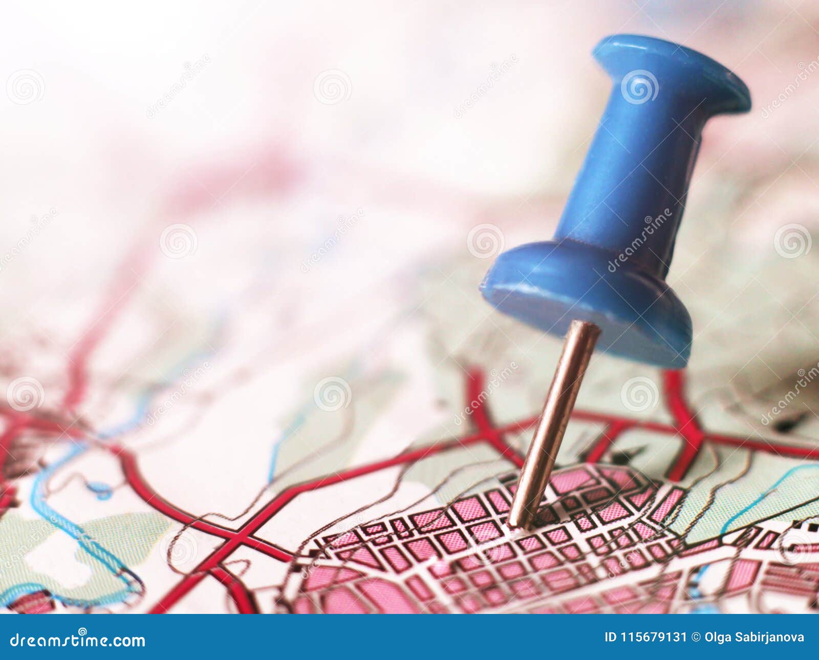 Blue Pushpin and Map so Close Stock Image - Image of fixation ...