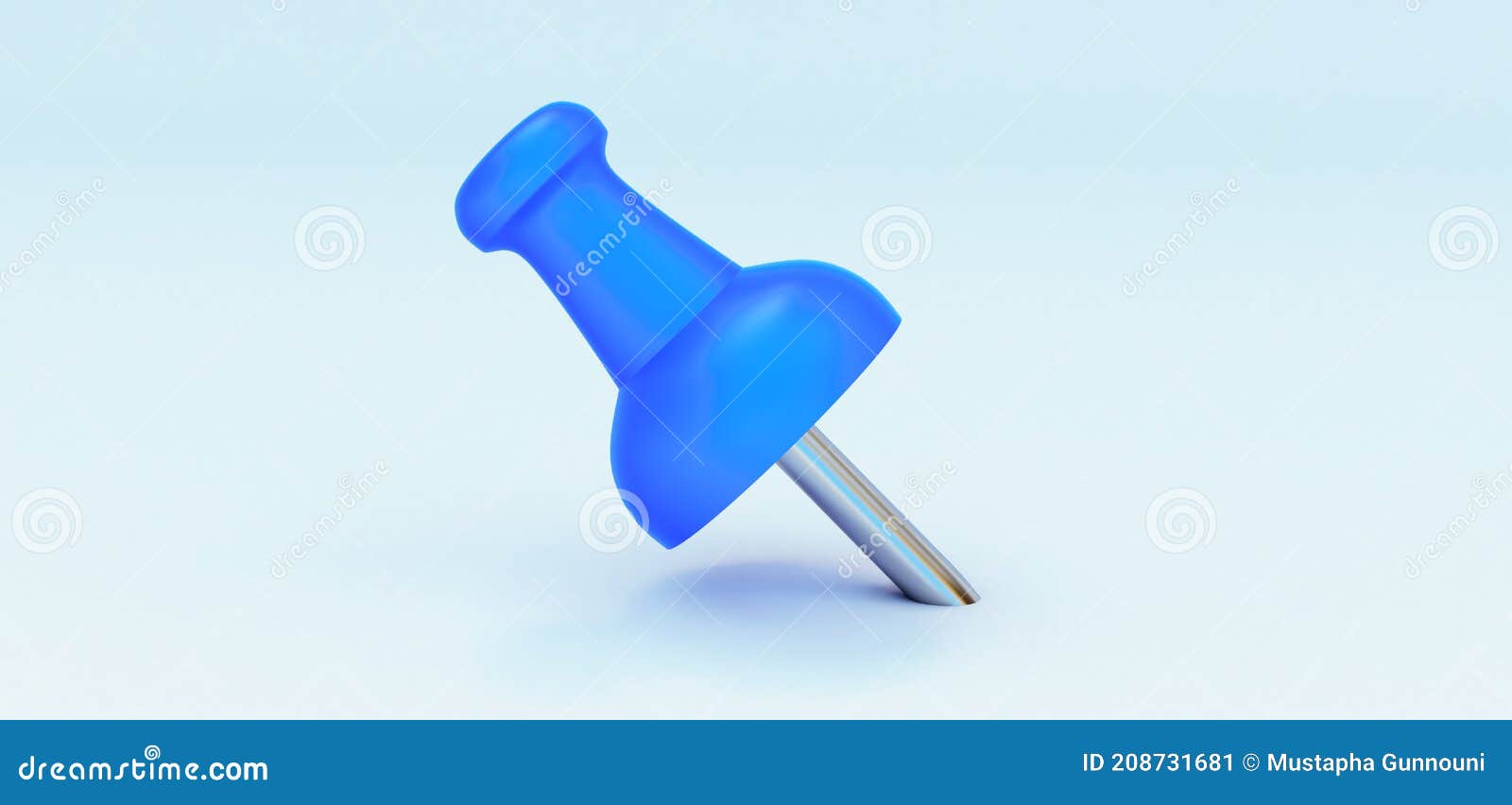 Blue Pushpin Realistic 3d Push Pins Pinned in Different Angles Isolated ...