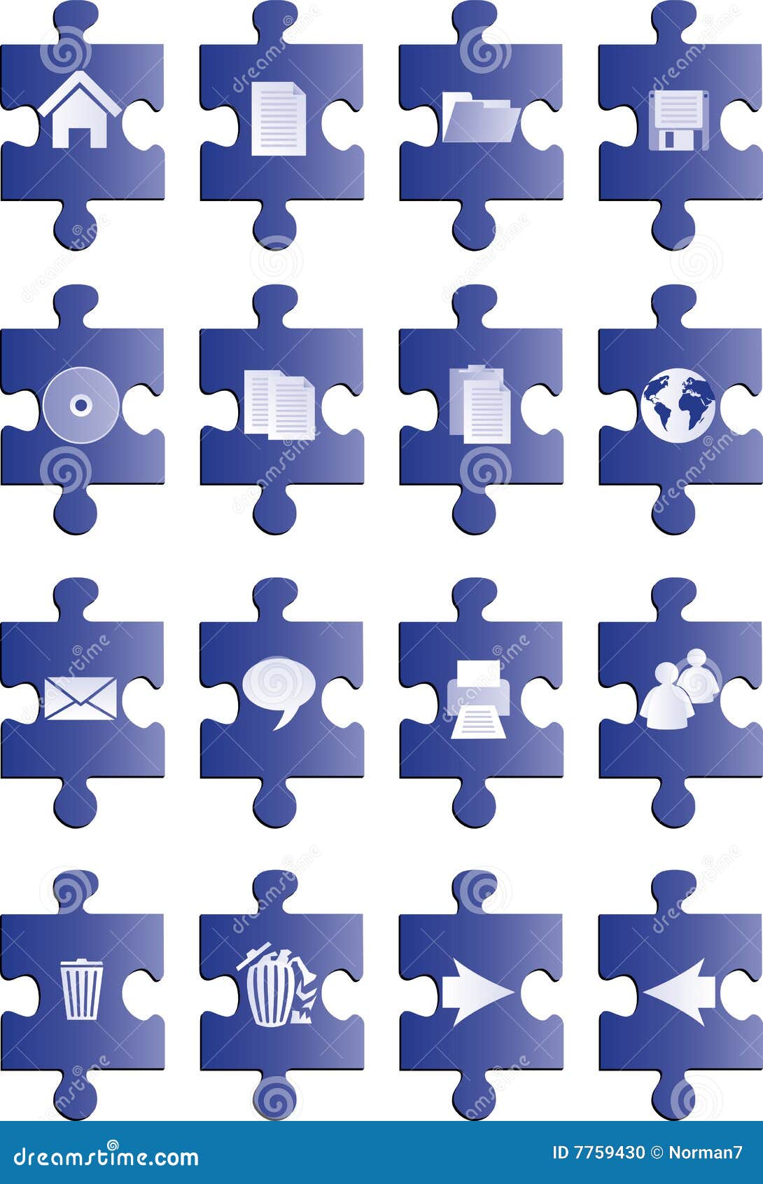 Blue puzzle buttons stock vector. Illustration of disk - 7759430