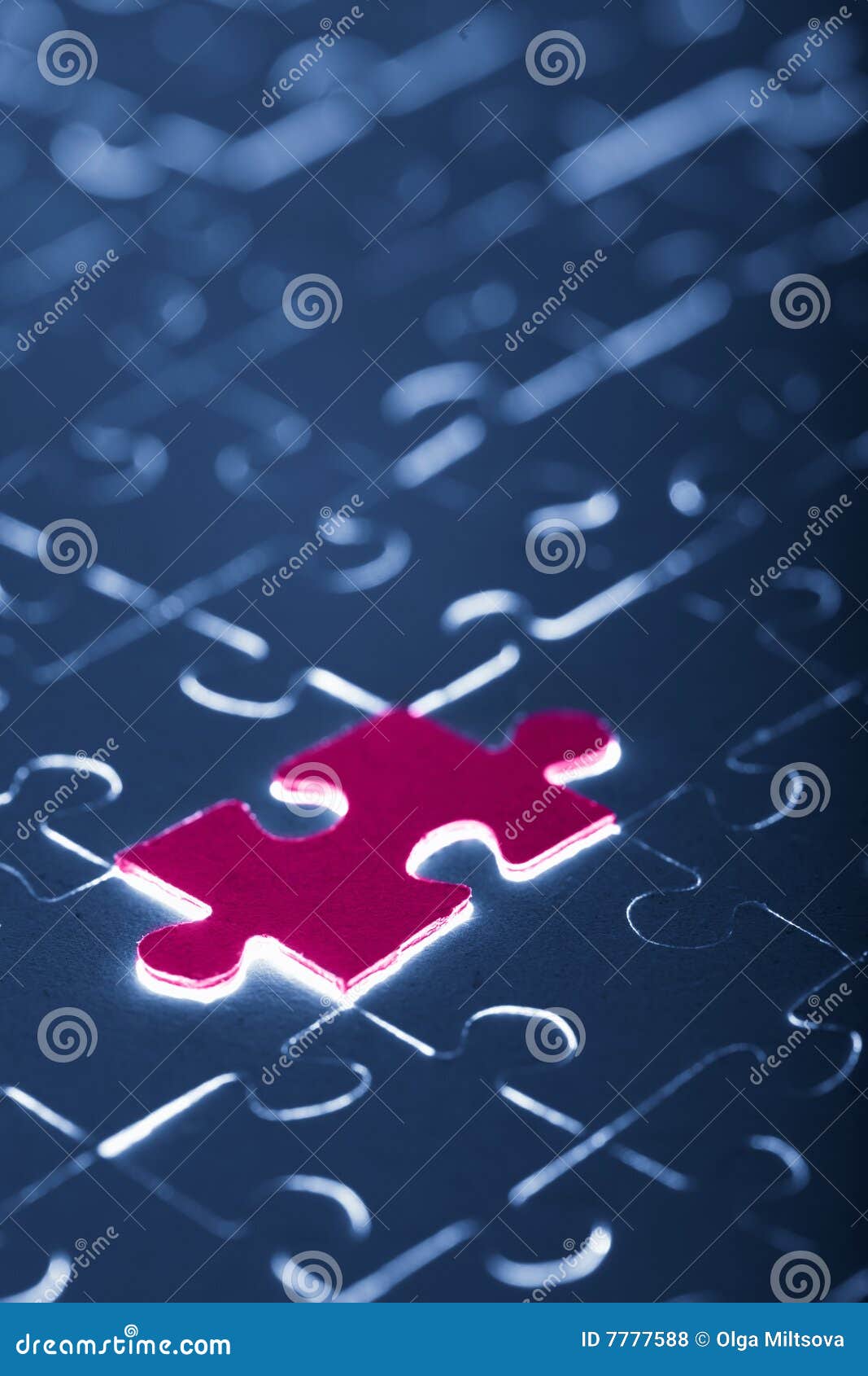 Blue Puzzle with One Red Piece Stock Photo - Image of build, blue: 7777588