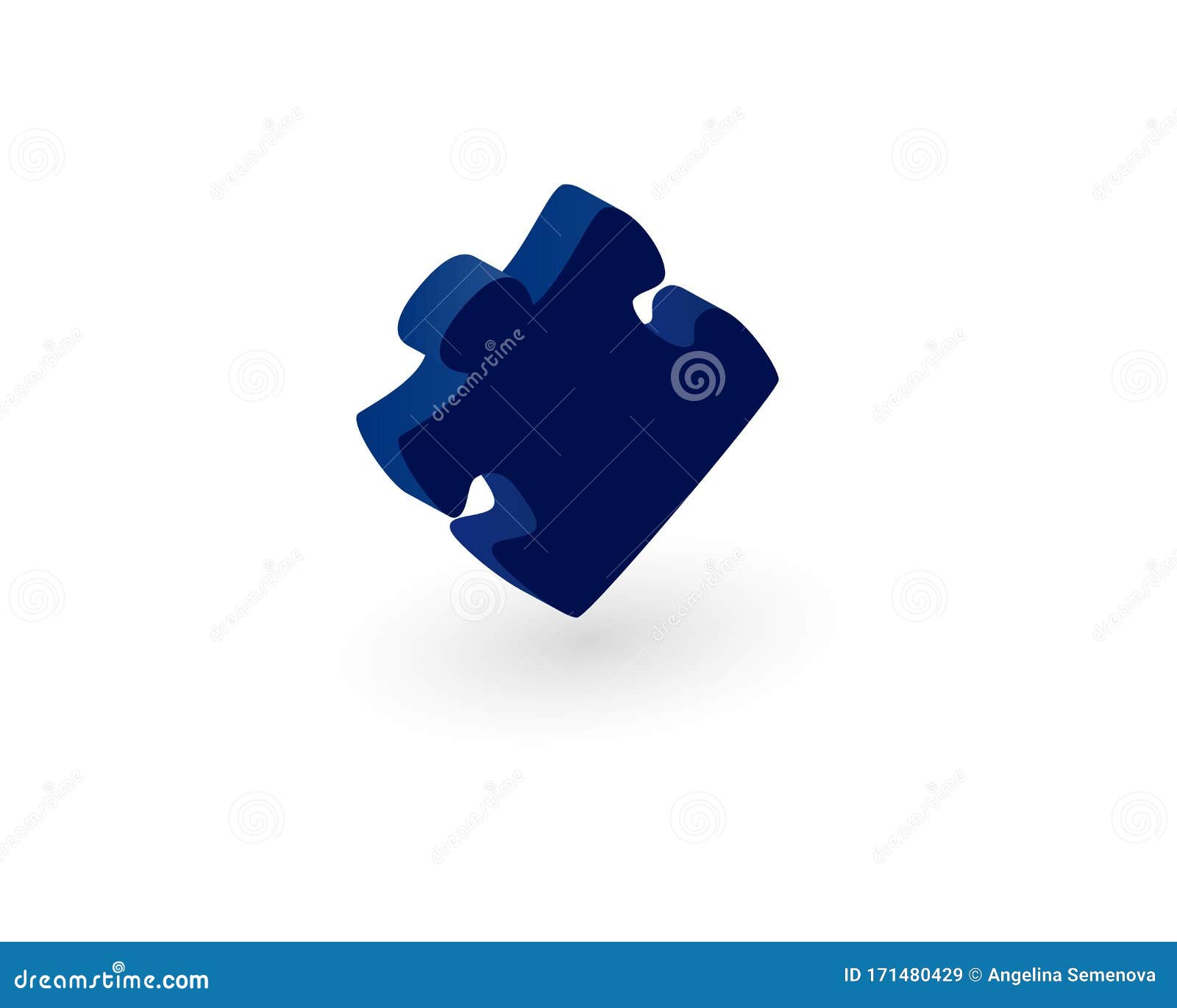 Blue Puzzle Piece 3d Isolated. Vector Illustration Stock Vector ...