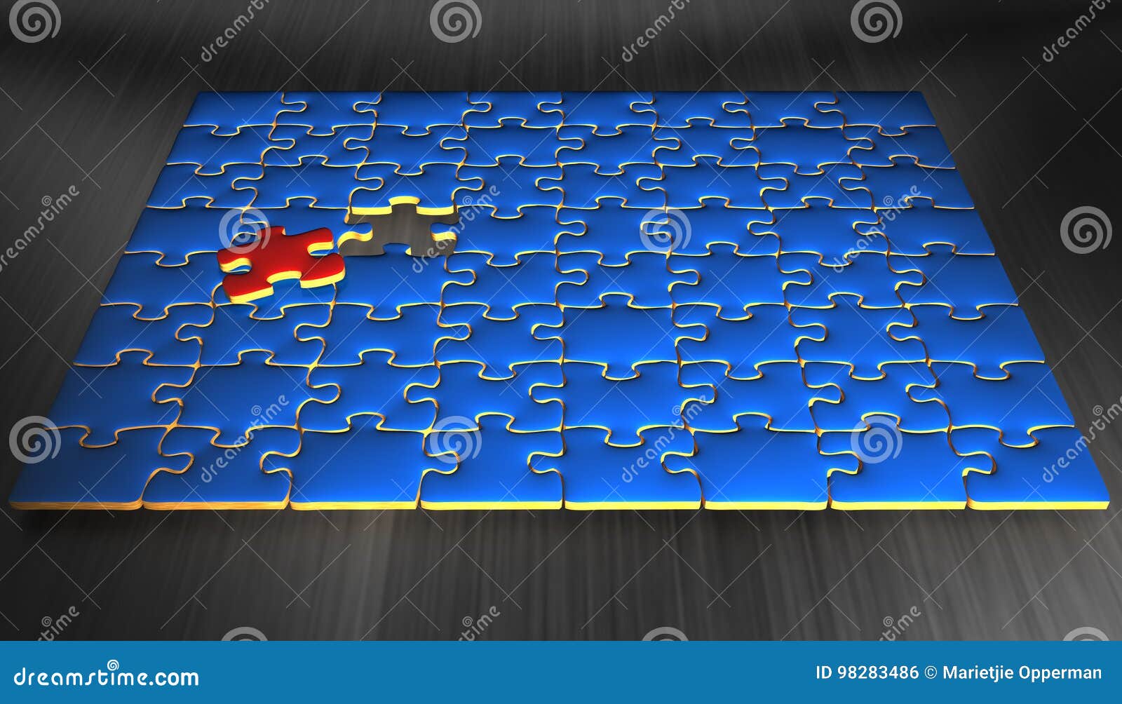 Blue Puzzle Pieces with One Pieces that is Red Stock Illustration ...