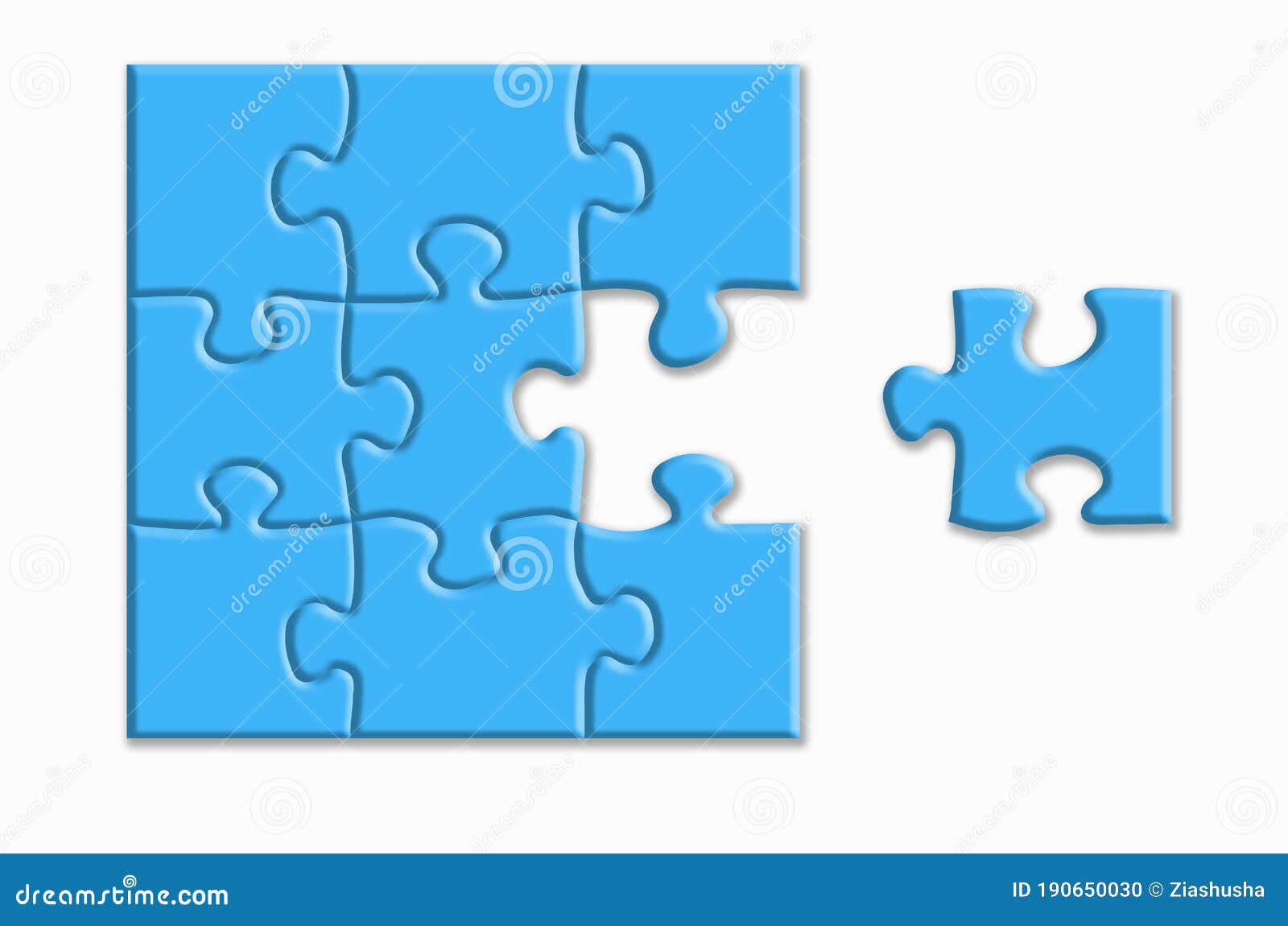 Blue Puzzle with Shadows on a White Background Stock Illustration ...
