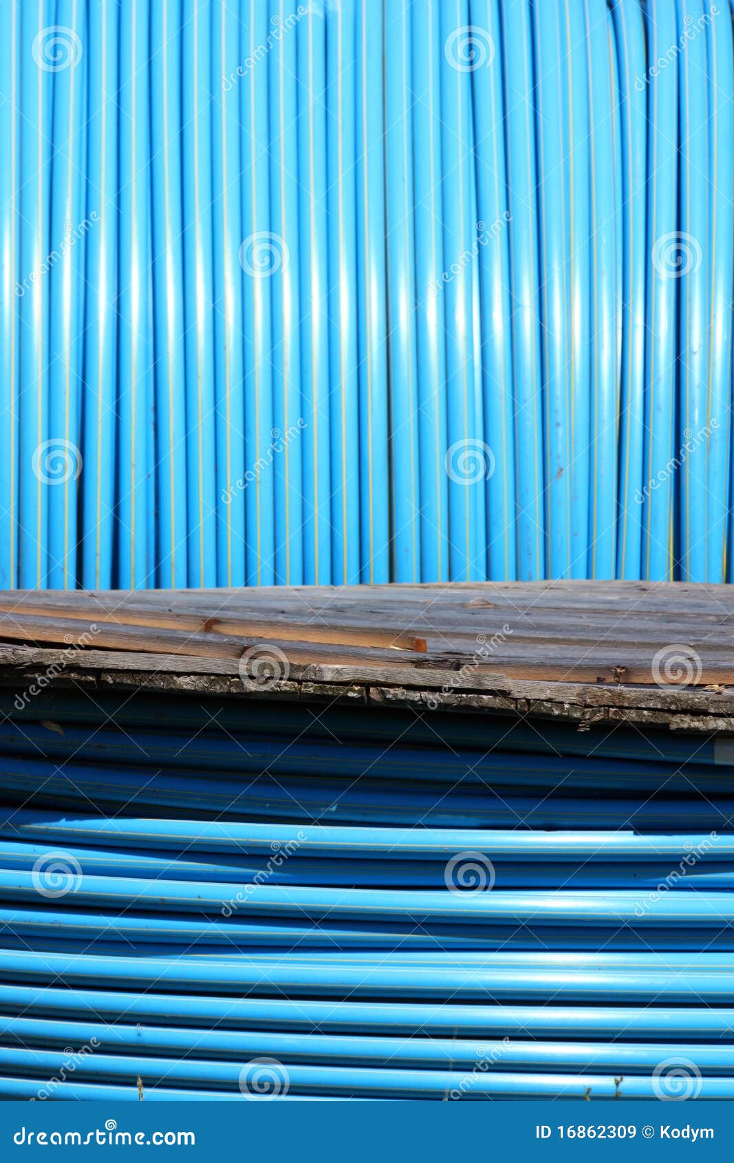 Blue Pvc Long Tube on Spool Stock Image - Image of parallel, plastic ...