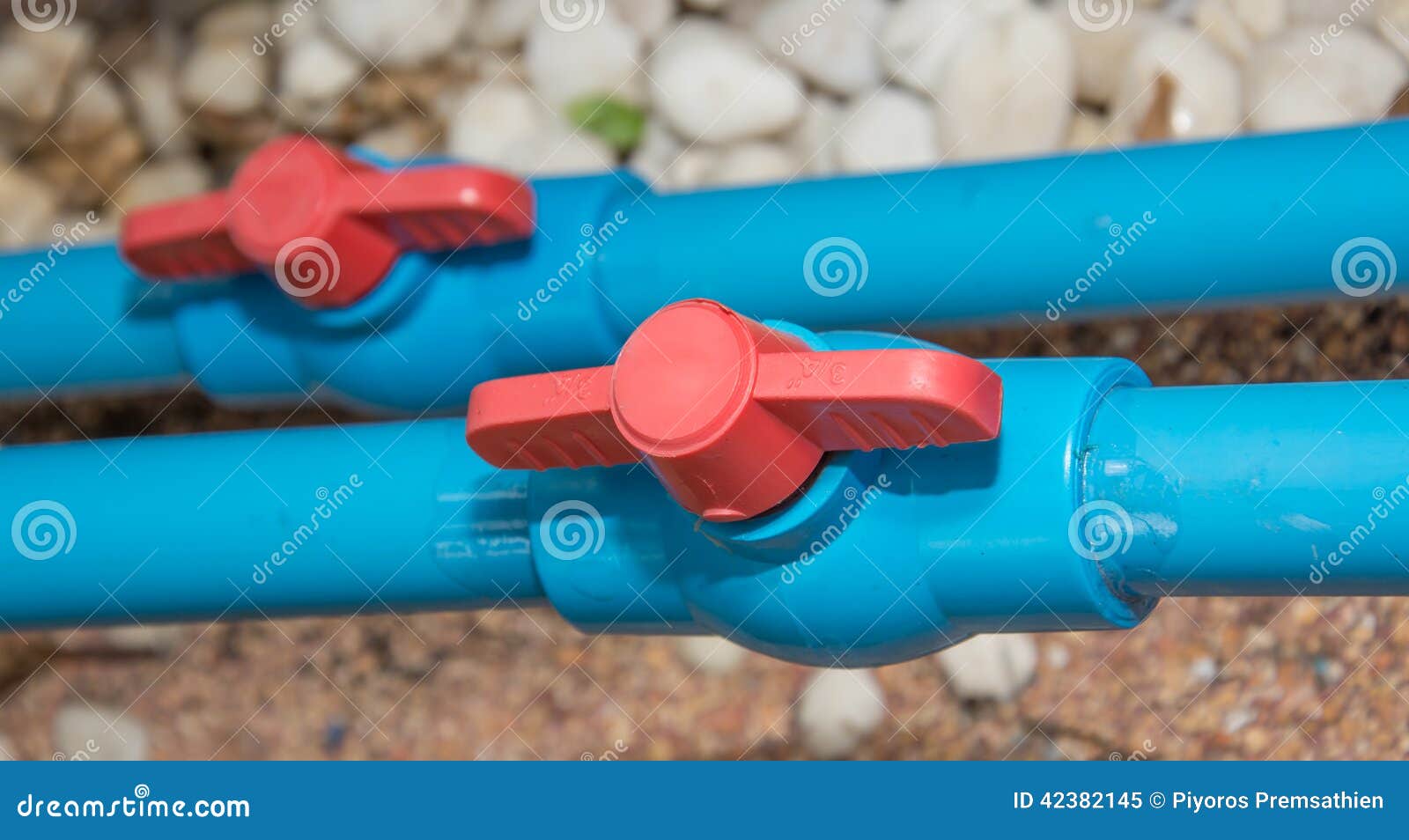 Blue PVC pipe and valve stock image. Image of valve, gate - 42382145