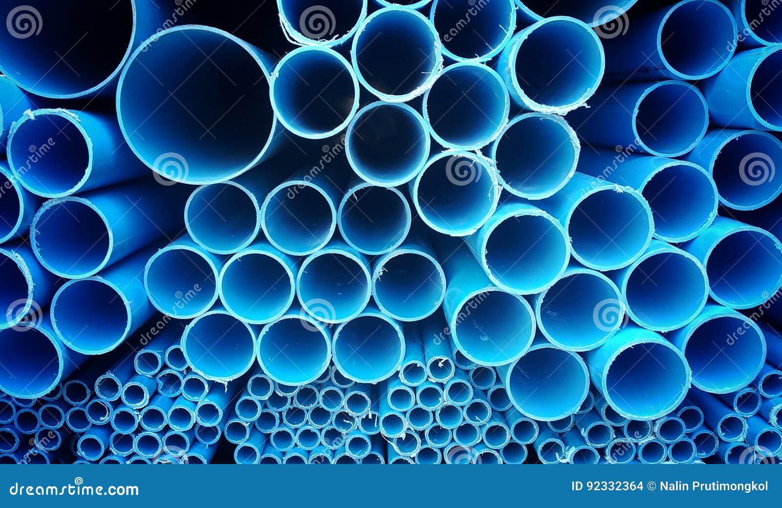 Blue PVC pipes stock photo. Image of environment, industry - 92332364
