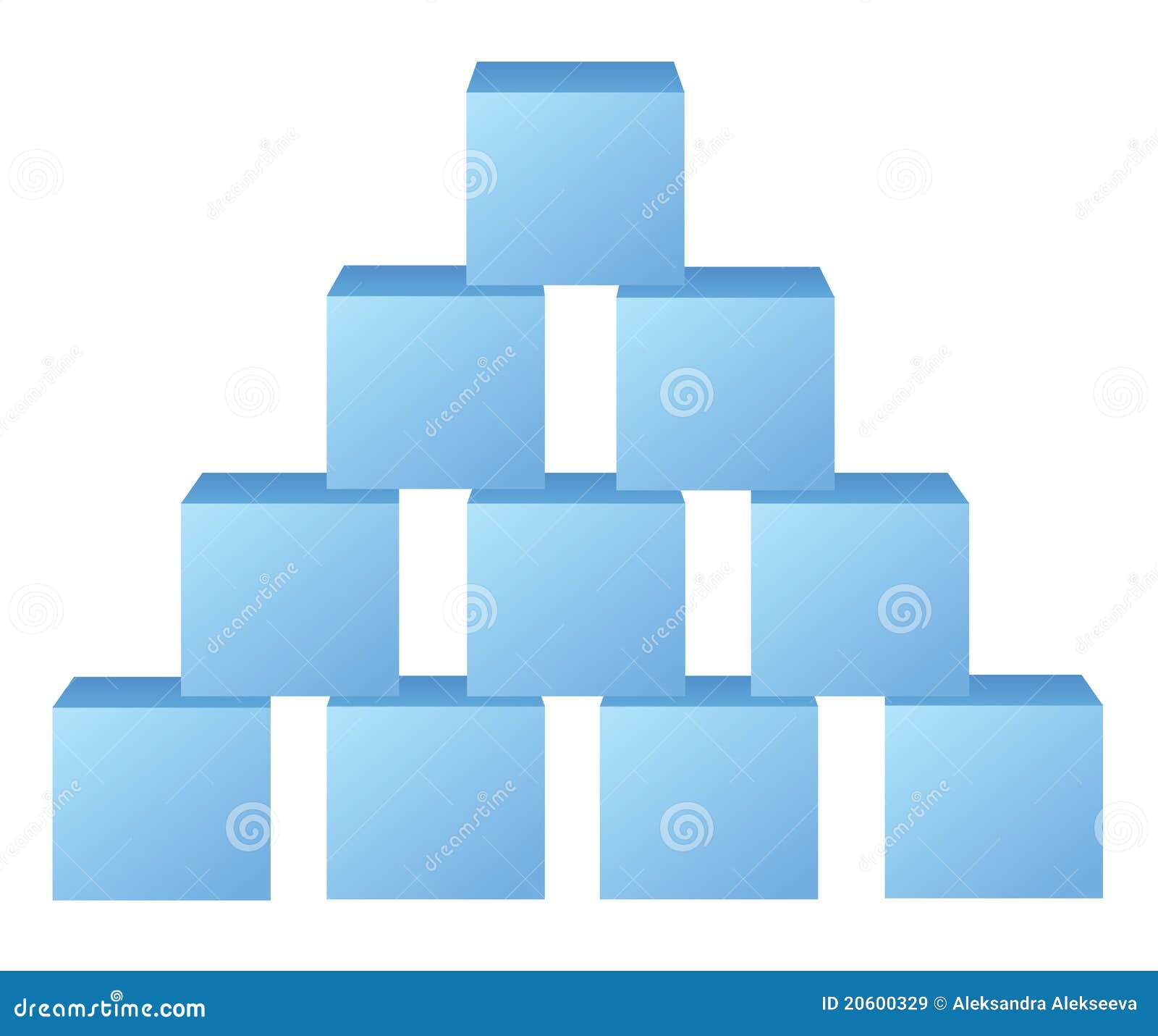 Blue pyramid from cubes stock vector. Illustration of geometrical ...
