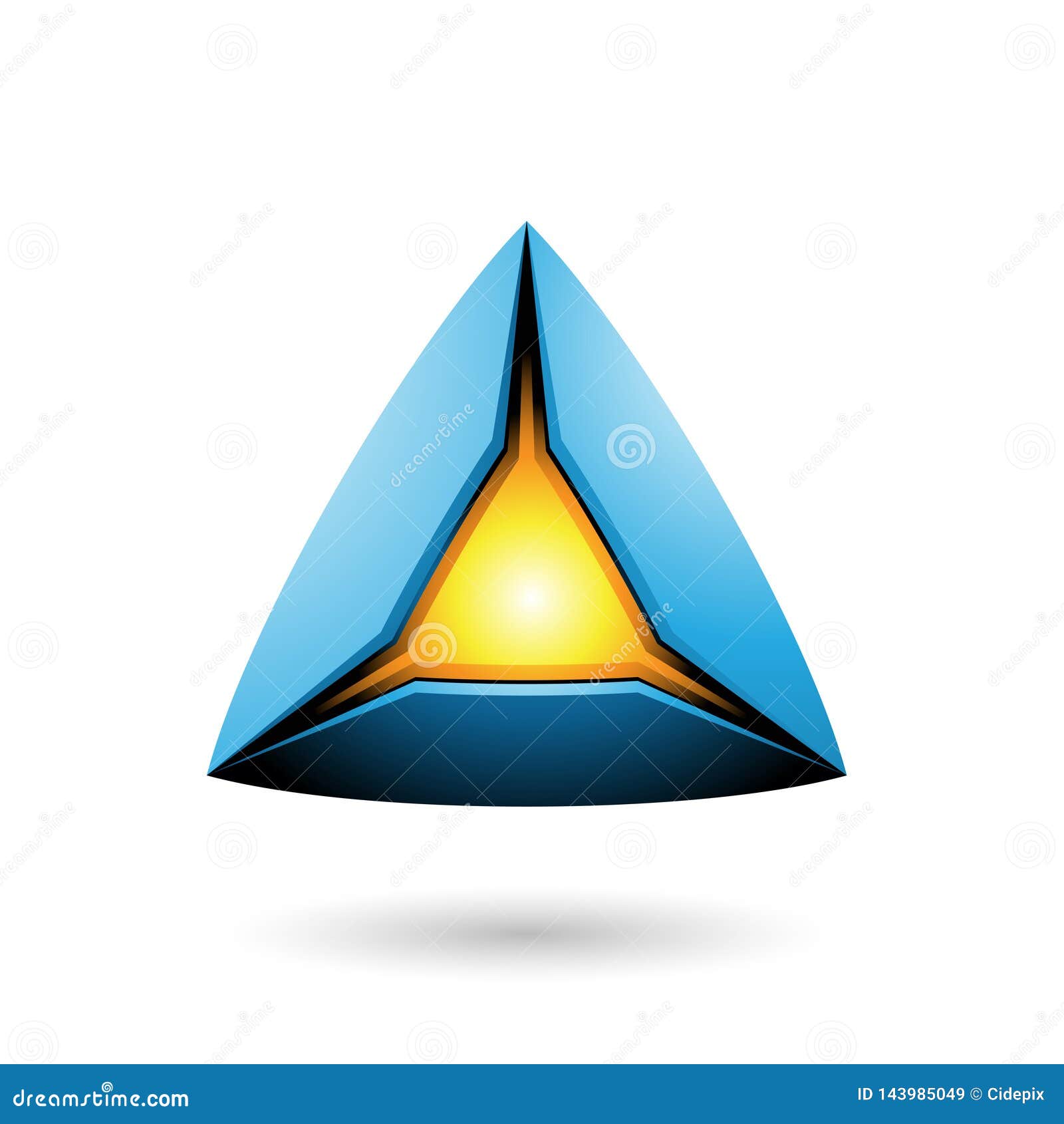 Blue Pyramid with a Glowing Core Vector Illustration Stock Vector ...