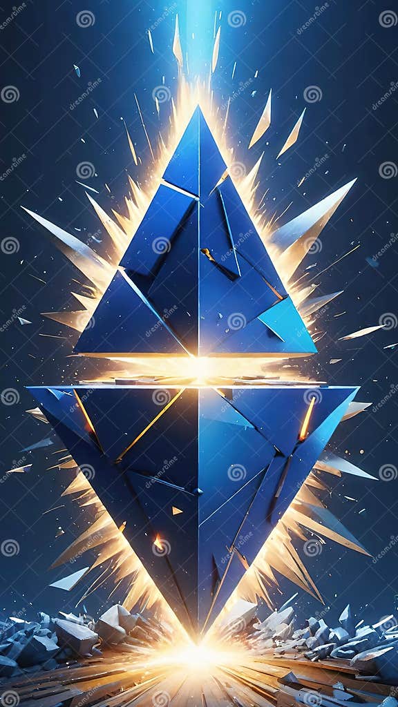 Blue Pyramid Light.the Digital Art.a Glowing Blue Pyramid in the Center ...