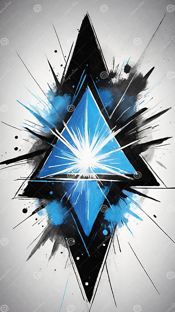 Blue Pyramid Light.the Digital Art.a Glowing Blue Pyramid in the Center ...