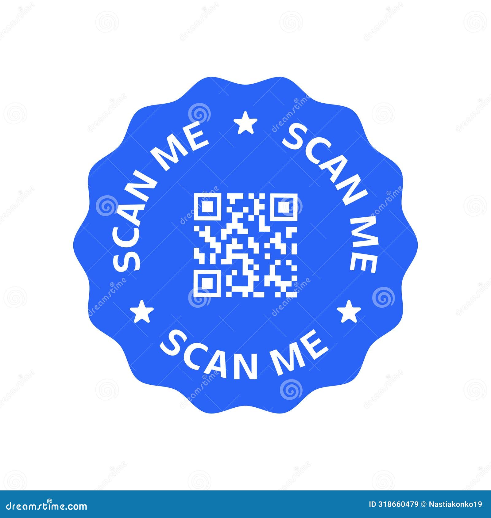 Blue QR Code Label with Scan Me Text Stock Vector - Illustration of ...