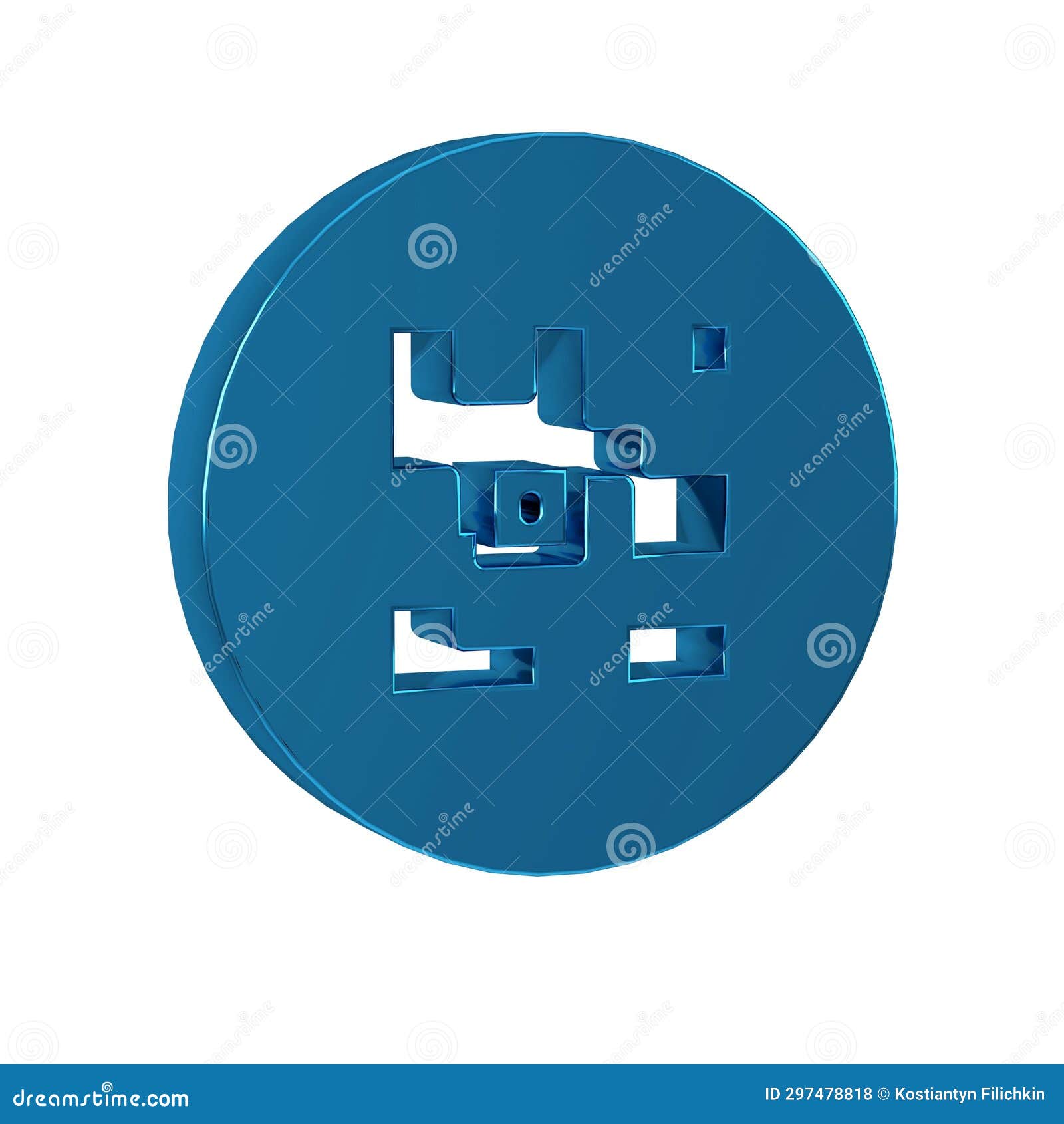 Blue QR Code Sample for Smartphone Scanning Icon Isolated on ...