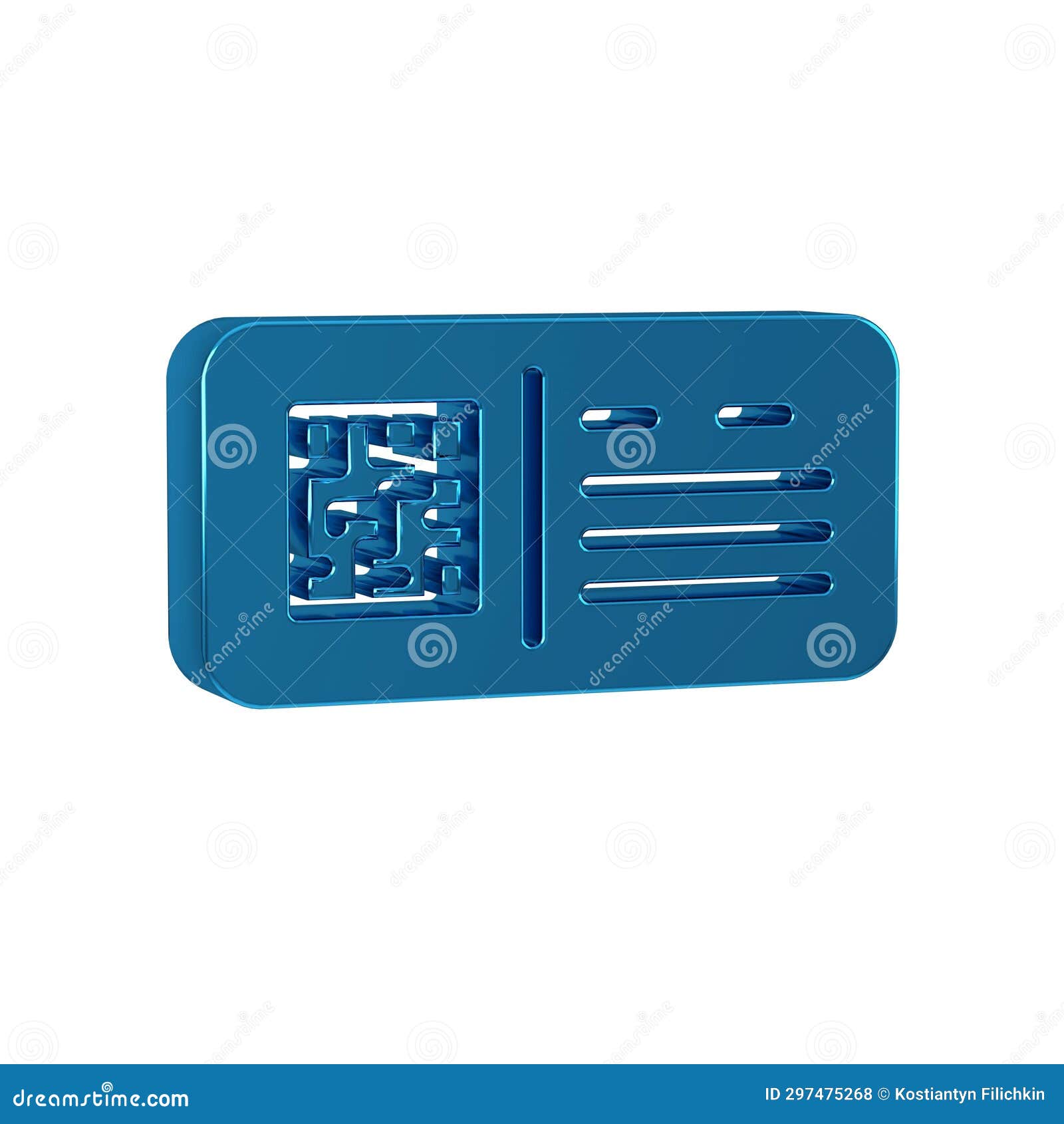 Blue QR Code Ticket Train Icon Isolated on Transparent Background ...