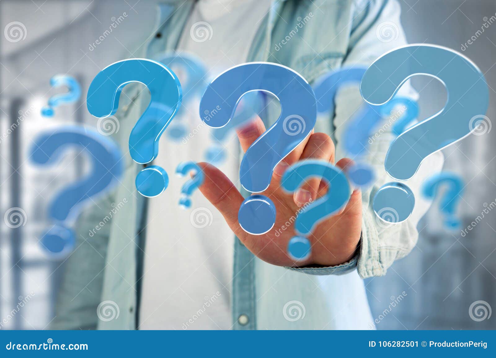 Blue Question Mark Displayed on a Futuristic Interface - 3d Rend Stock ...