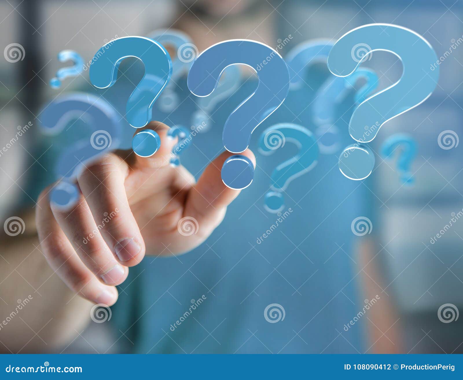 Blue Question Mark Displayed on a Futuristic Interface - 3d Rend Stock ...