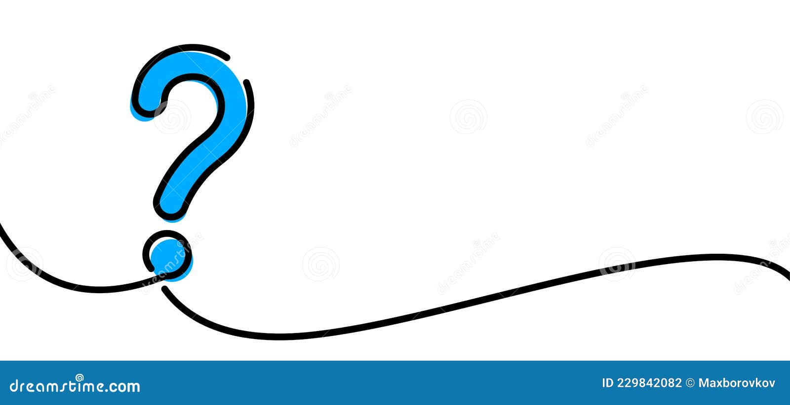 Blue Question Mark Drawn by Single Line Stock Vector - Illustration of ...