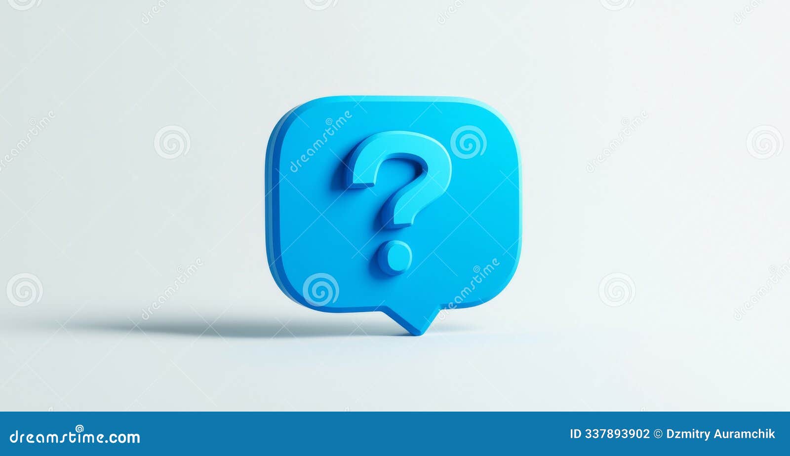 A Blue Question Mark Icon Showing a FAQ Answer on a White Background ...