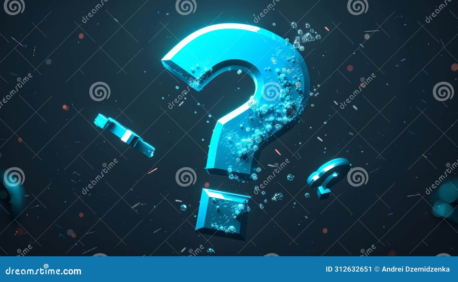 The Blue Question Mark Modern Illustration is Realistic and 3D Stock ...