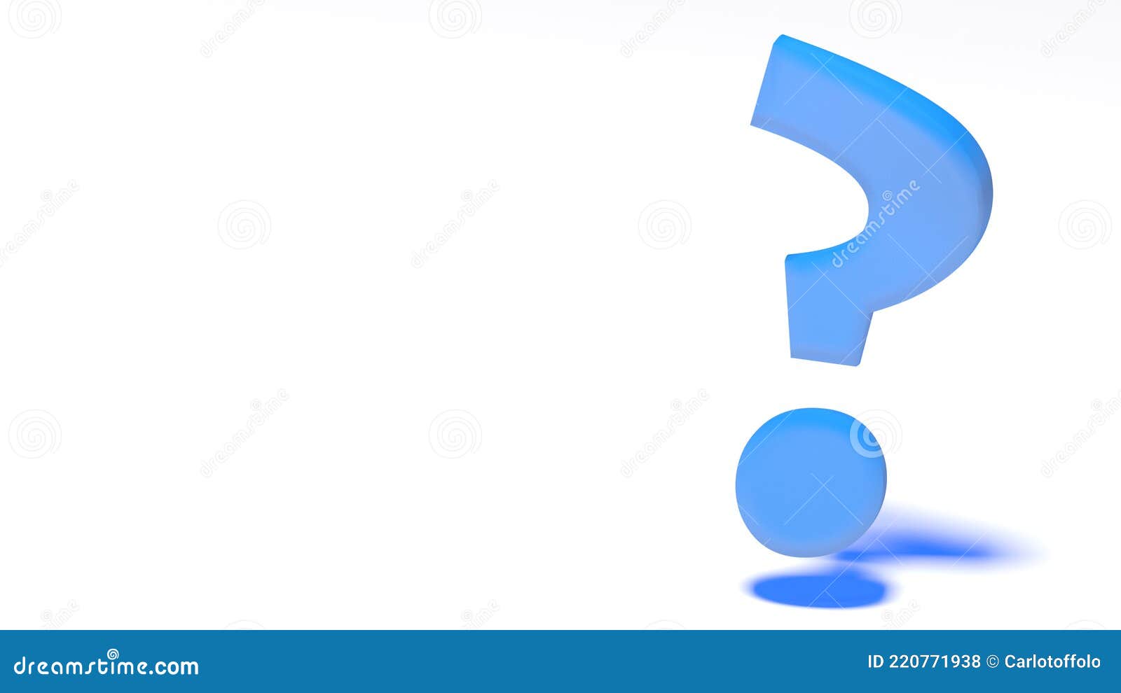 Blue Question Mark on White Background - 3D Rendering Illustration ...
