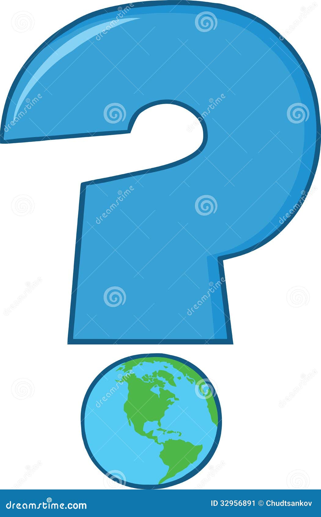 Blue Question Mark with World Globe Stock Illustration - Illustration ...