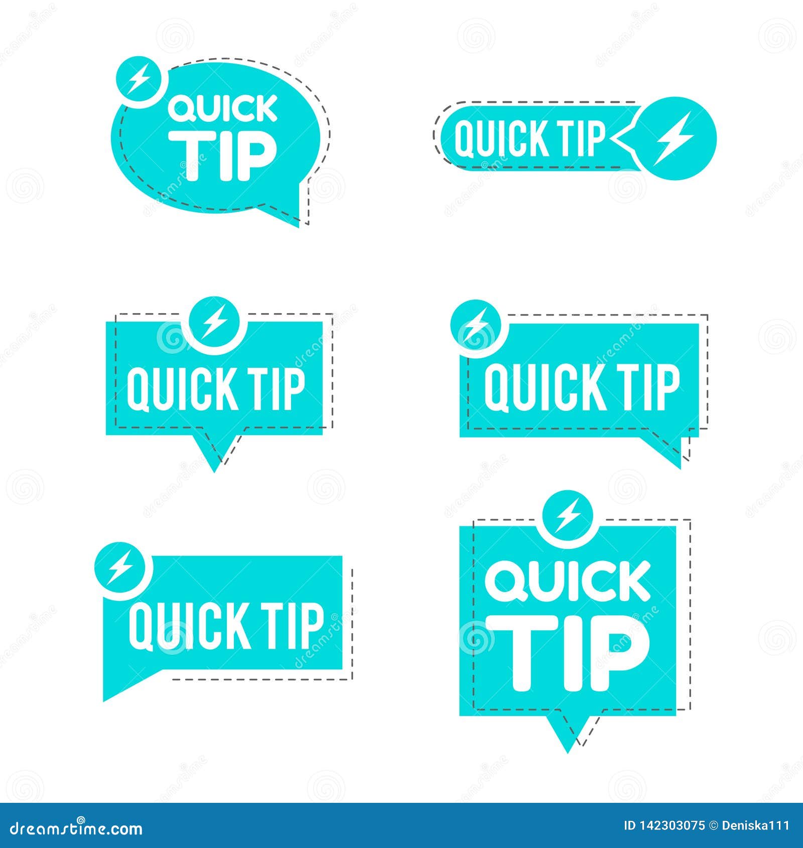 Blue Quick Tips Logo, Icon or Symbol Set with Graphic Elements Suitable ...