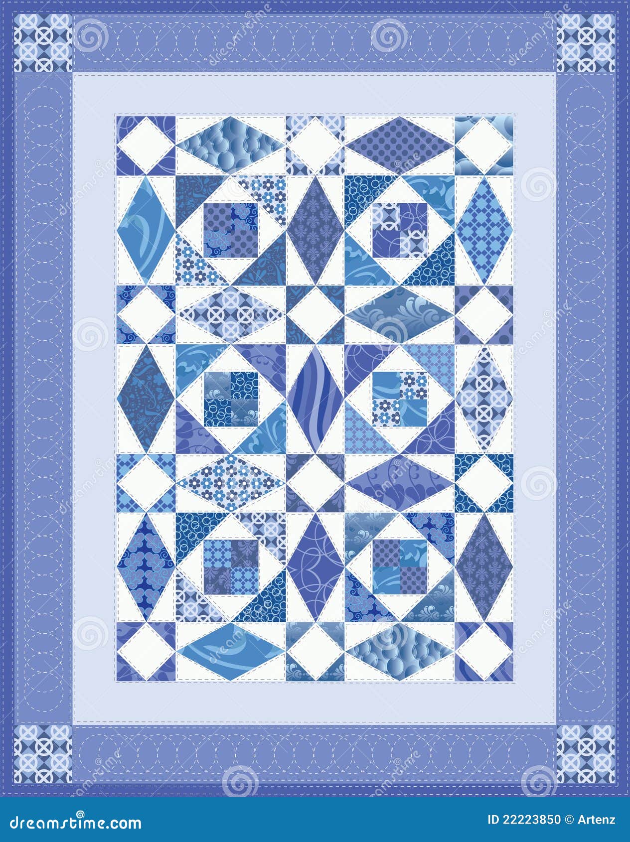 Blue Quilt Vector Illustration | CartoonDealer.com #22223850