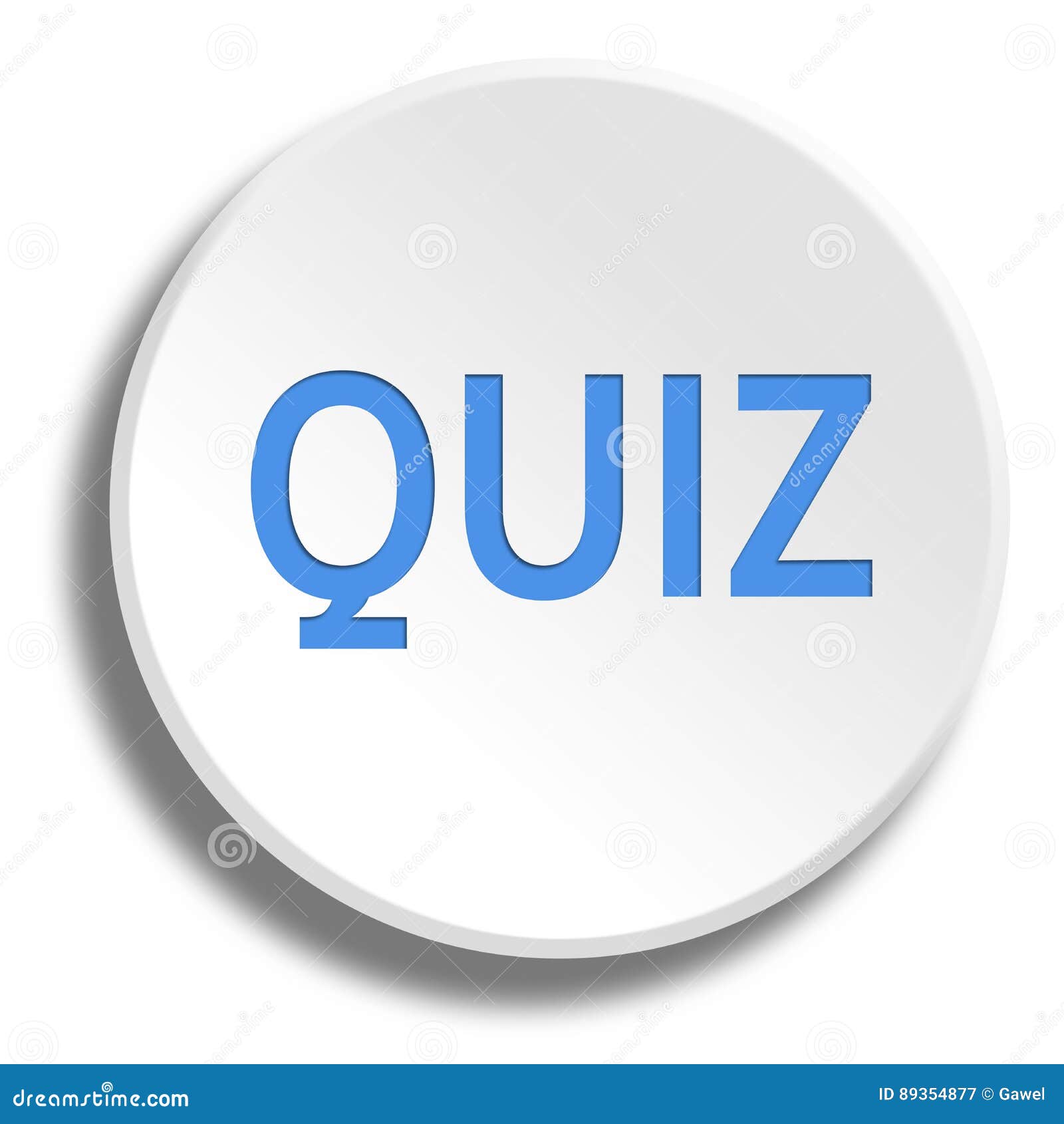 Blue Quiz in Round White Button with Shadow Stock Illustration ...