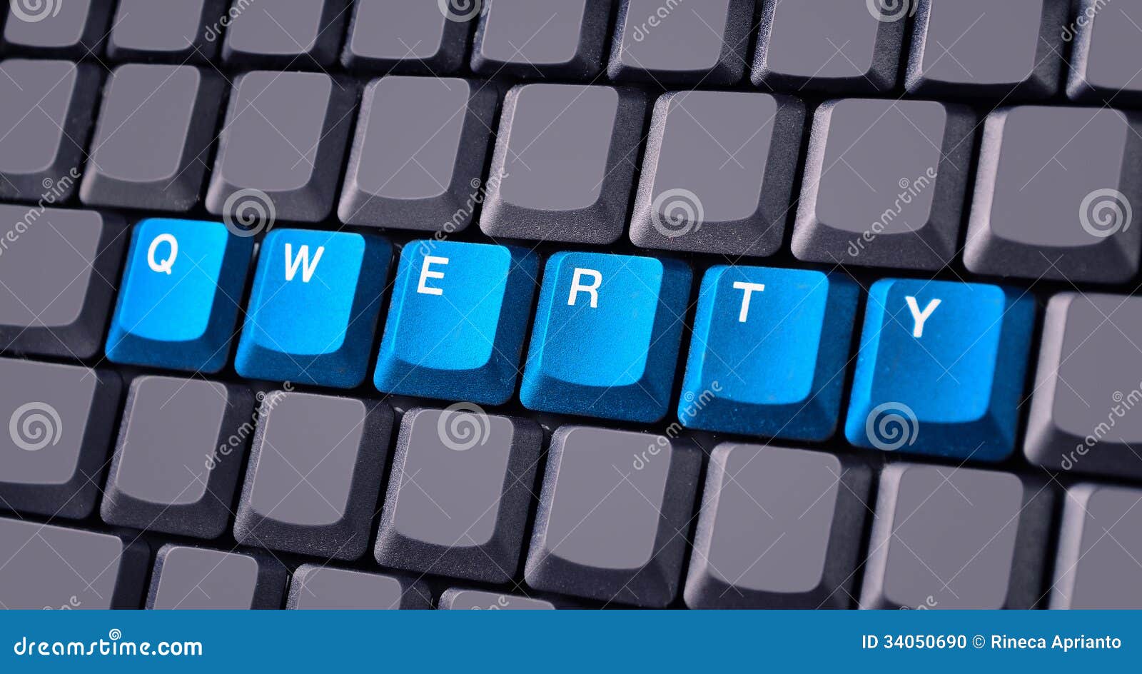 Blue Qwerty Button on Keyboard Stock Photo - Image of information ...