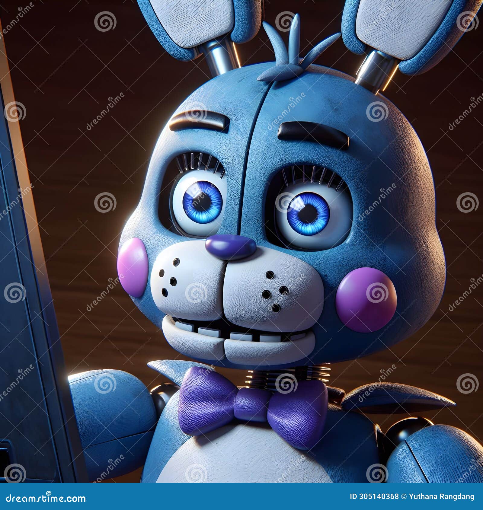A Blue Rabbit Animatronic Looking at the Screen with Ipelrealistic Eyes ...