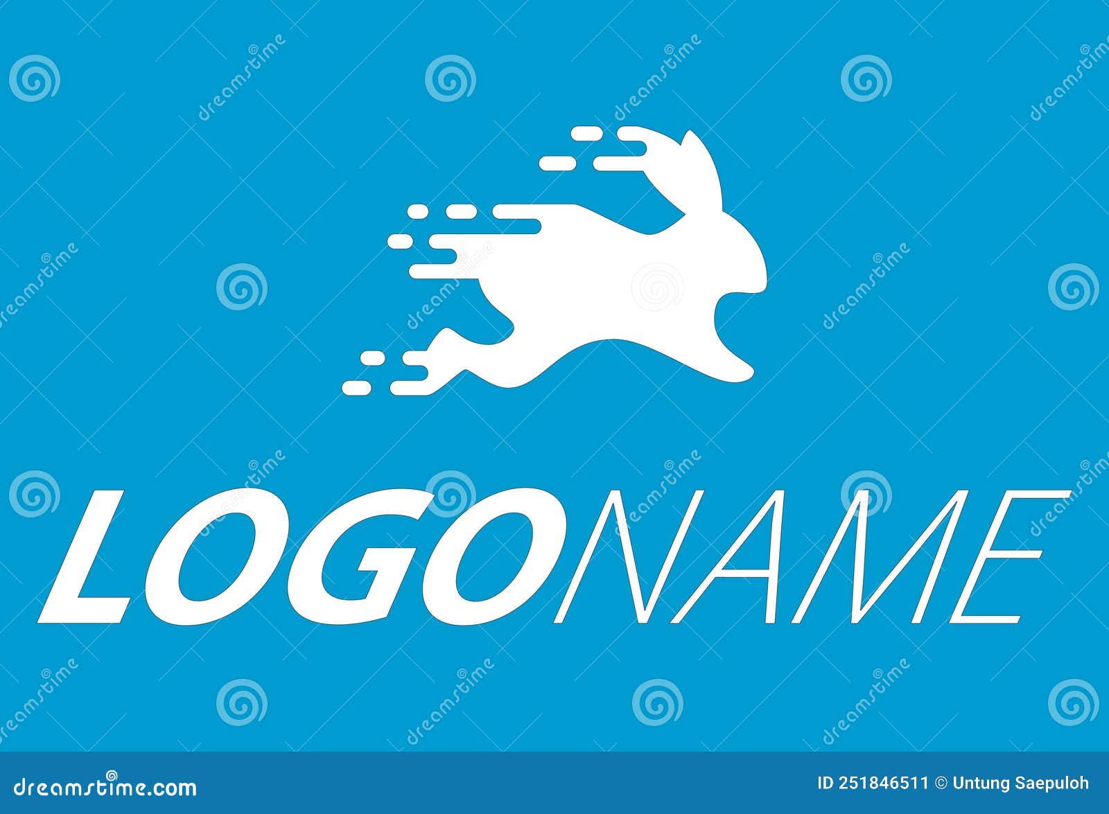Blue Rabbit Bunny Fast Logo Design Concept Stock Vector - Illustration ...