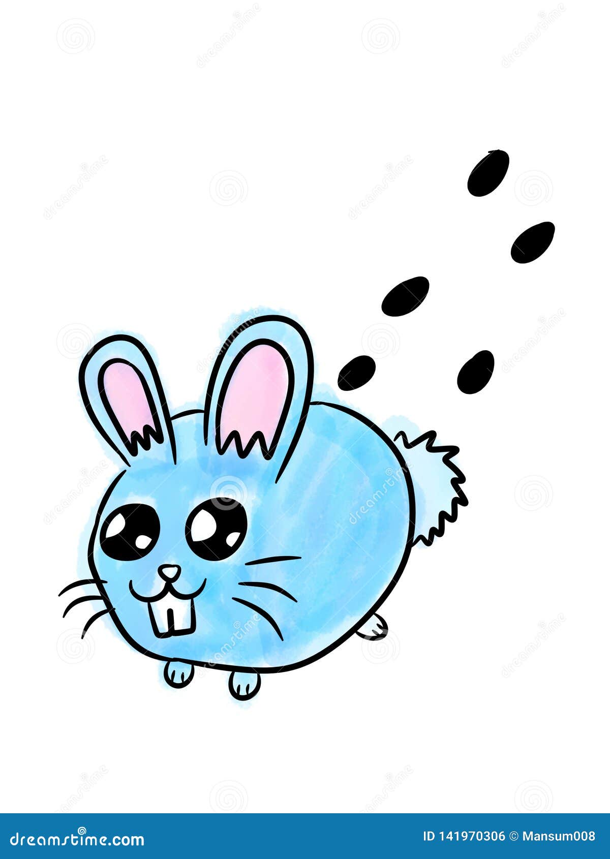 Blue rabbit cartoon stock illustration. Illustration of cartoon - 141970306
