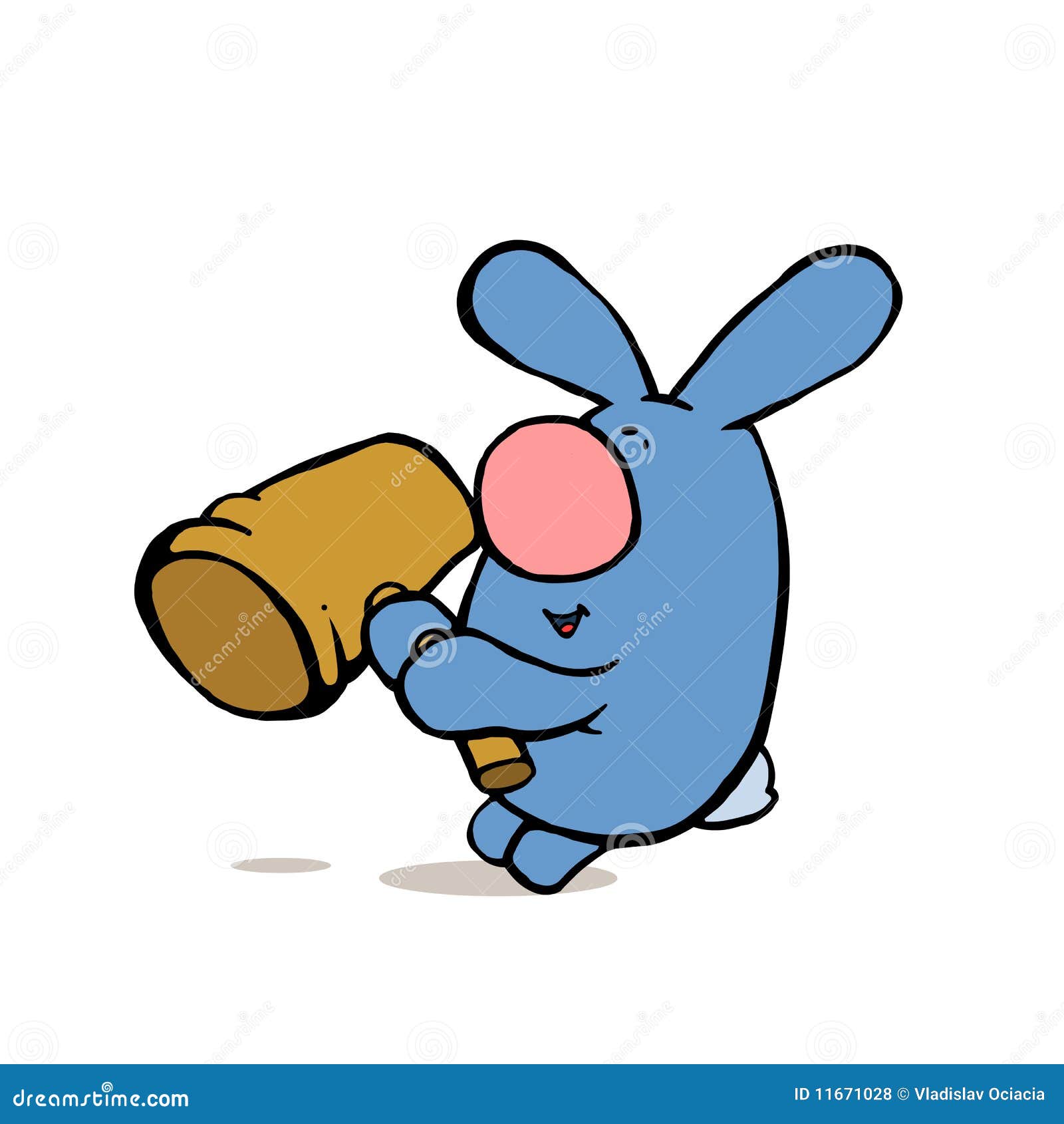 Blue rabbit with hammer stock illustration. Illustration of anger ...