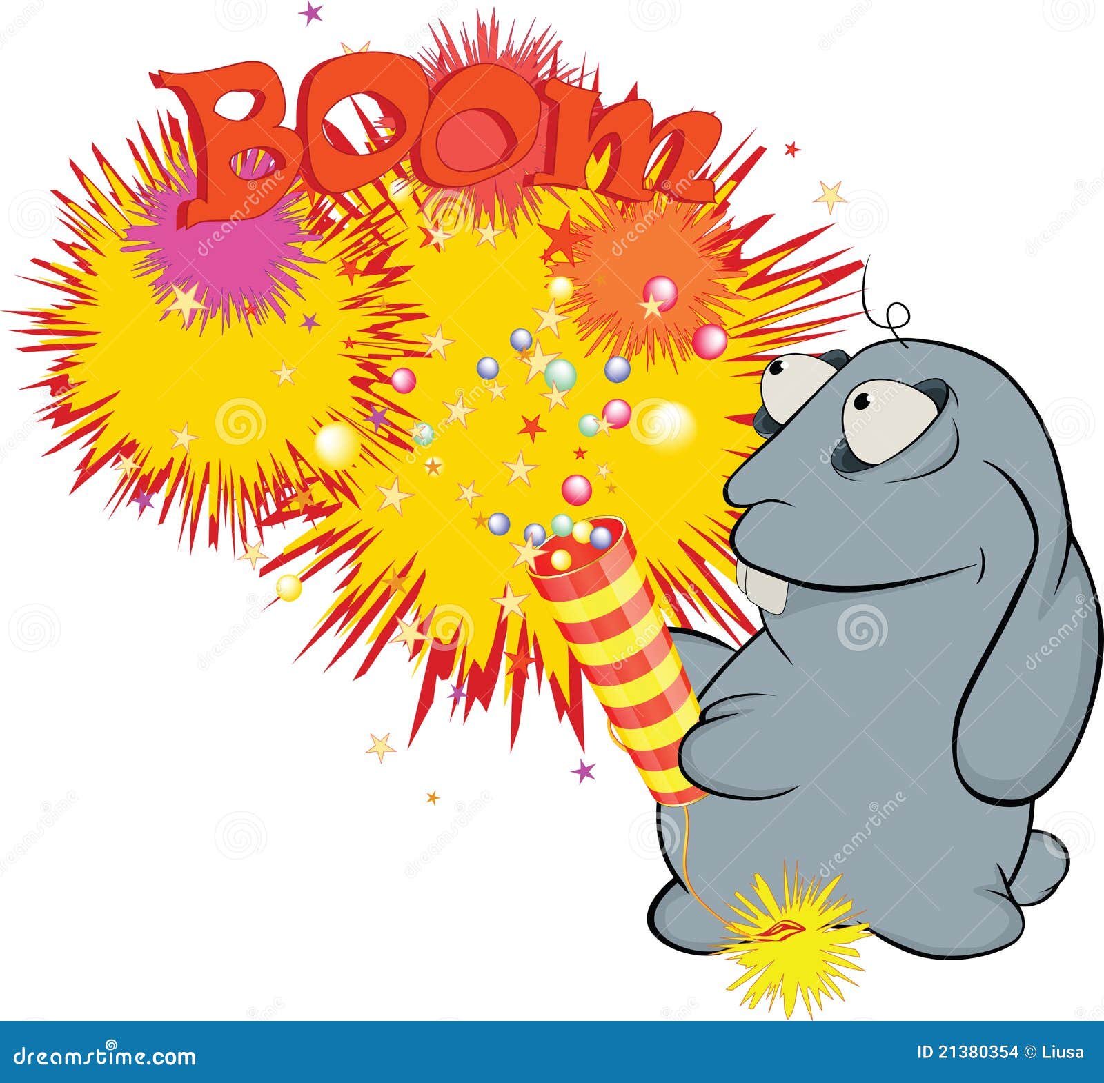 Blue rabbit and salute stock illustration. Illustration of drawing ...