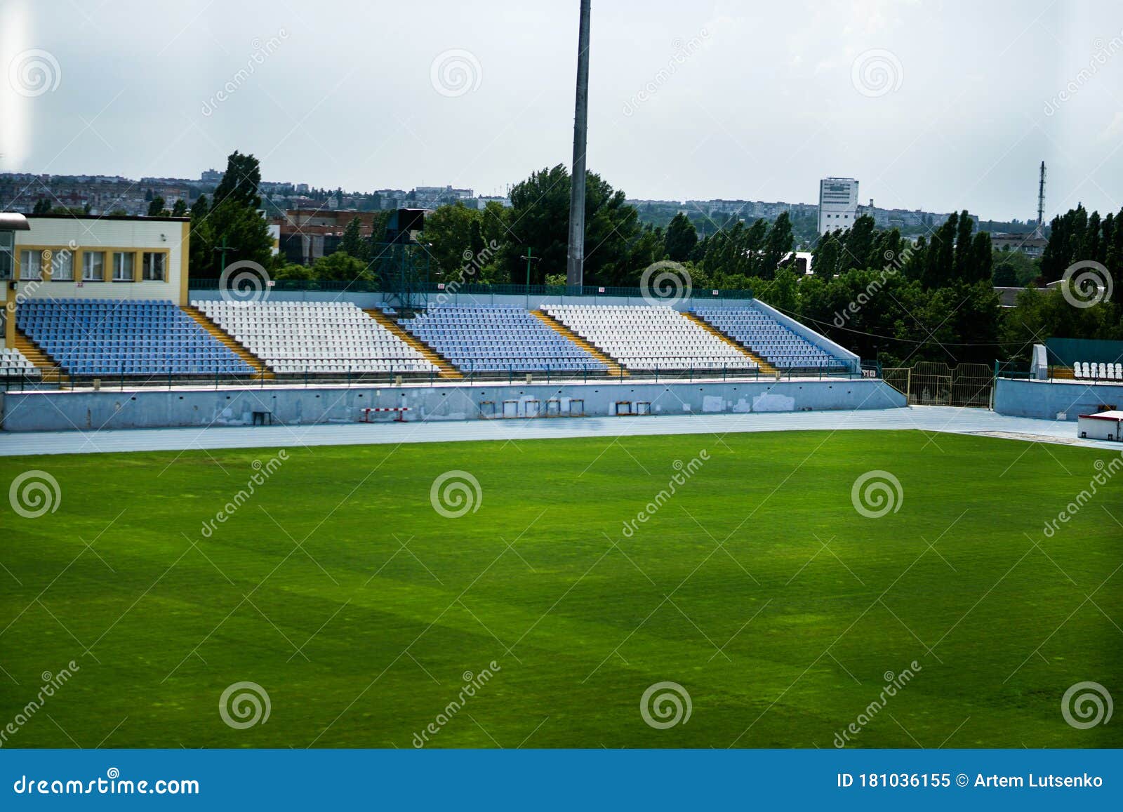 Blue Racetrack on Sport Stadium Stock Image - Image of park, growth ...