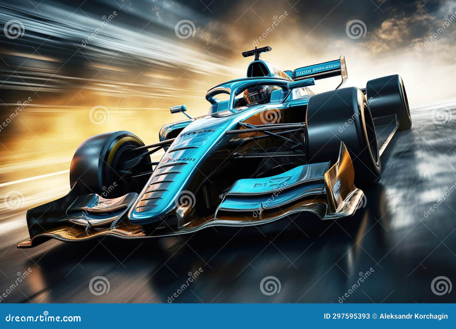 Blue Racing Car is Moving Fast on Formula One Track Stock Image - Image ...