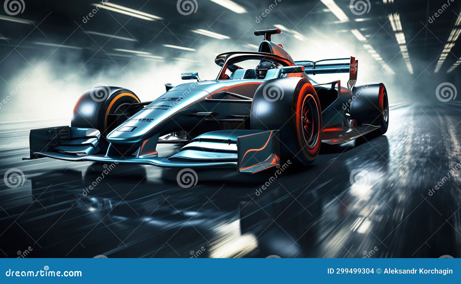 Blue Racing Car is Moving Fast on Formula One Track Stock Photo - Image ...