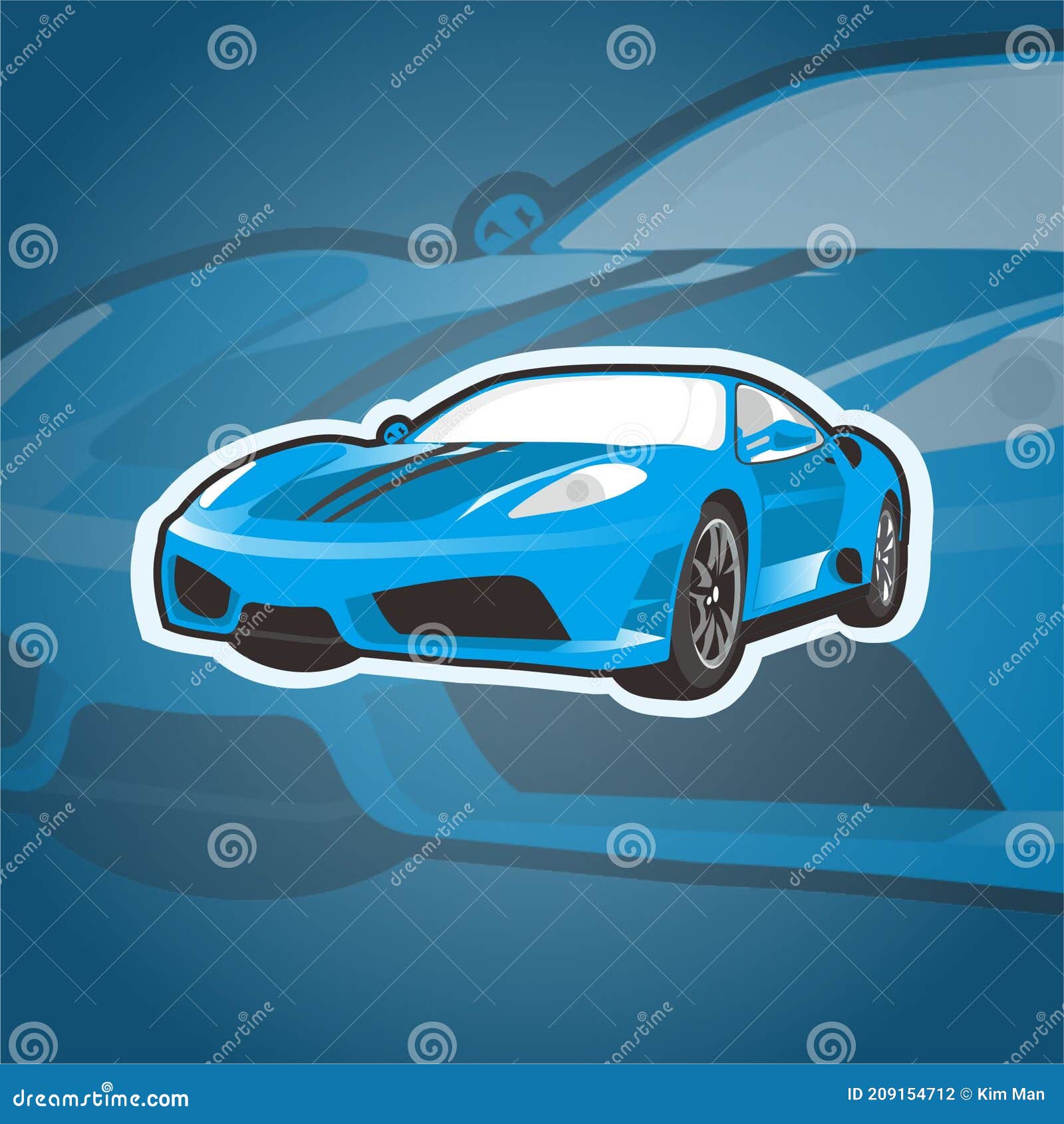 Blue Racing car stock vector. Illustration of cartoon - 209154712