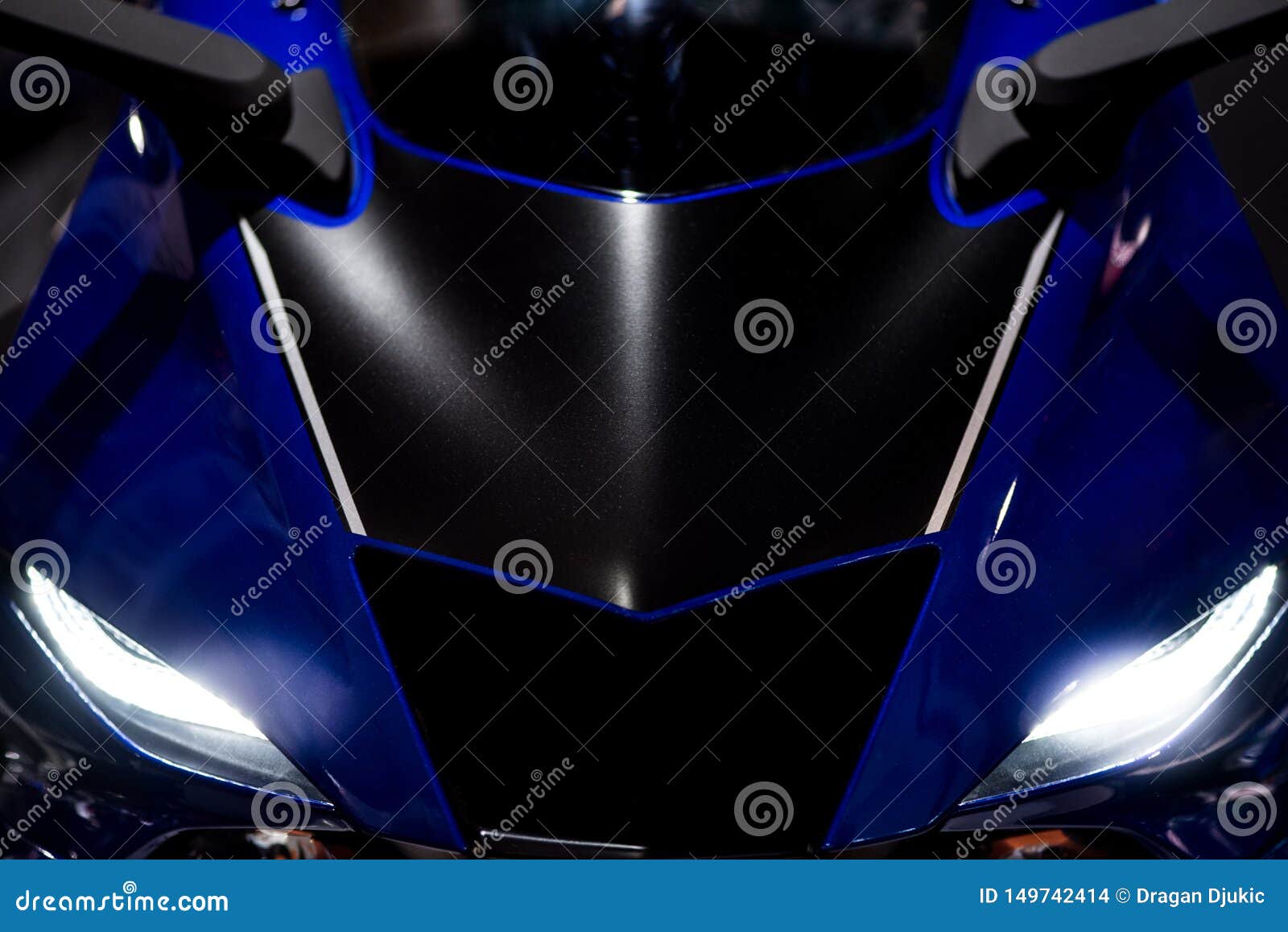 Blue racing motorcycle stock photo. Image of turned - 149742414